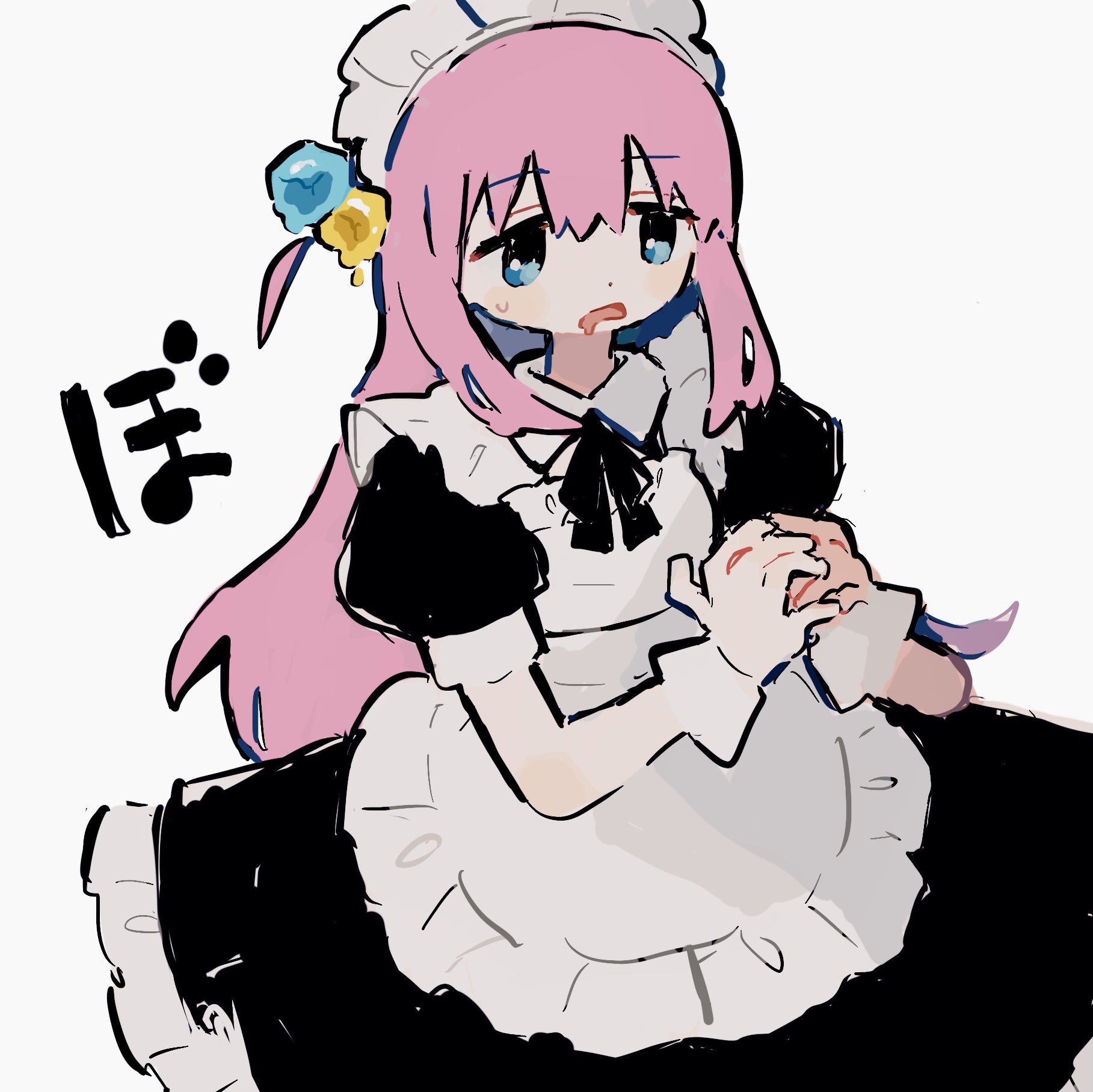 The Big ImageBoard (TBIB) - 1girl apron bangs black dress blue eyes blush bocchi the rock! cube ...