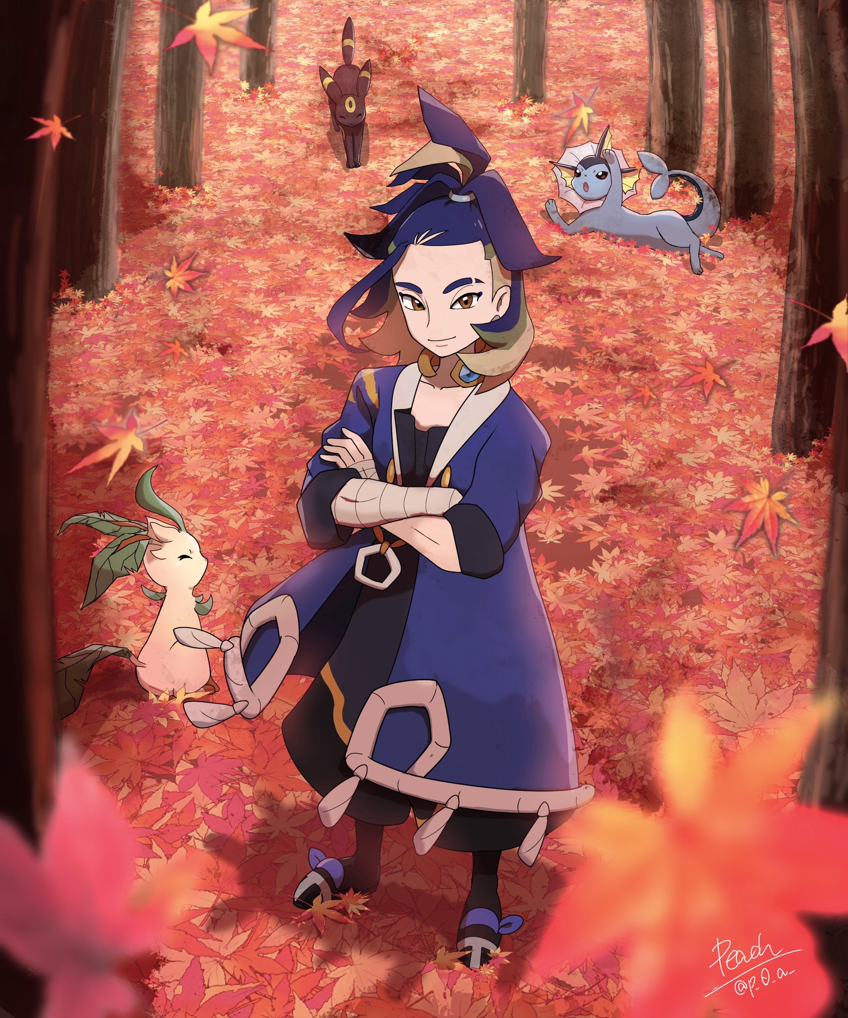 The Big ImageBoard (TBIB) - 1boy adaman (pokemon) autumn leaves blue ...