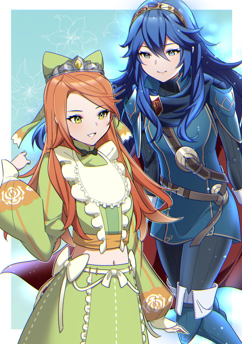 The Big ImageBoard (TBIB) - 2girls ameno (a meno0) armor bangs belt black sweater blue cape blue ...