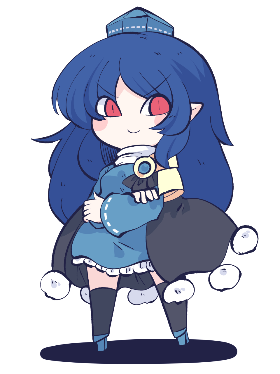 The Big ImageBoard (TBIB) - 1girl black coat black socks blue dress blue footwear blue hair blue ...