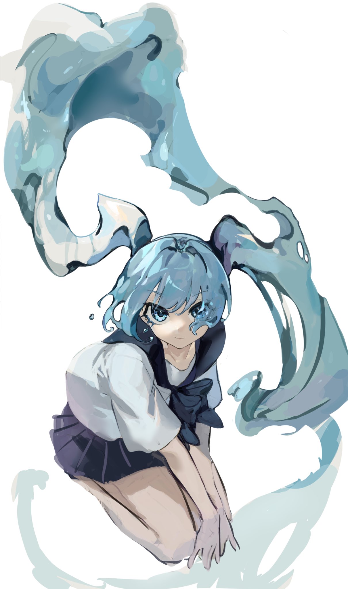 The Big ImageBoard (TBIB) - 1girl aqua eyes aqua hair black bow black bowtie black skirt bow ...