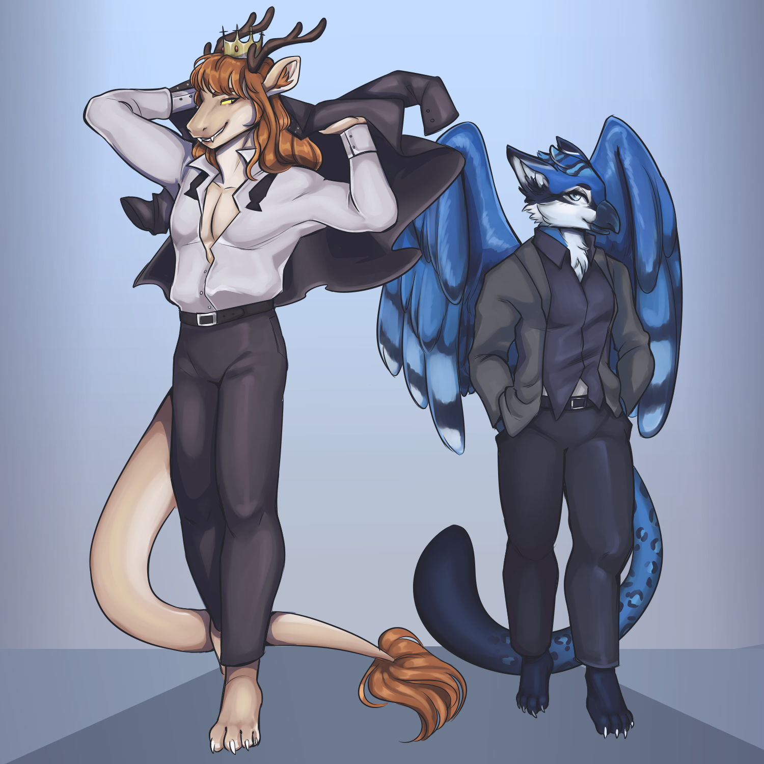 The Big ImageBoard (TBIB) - anthro antlers athletic athletic male avian barefoot beak belt black ...