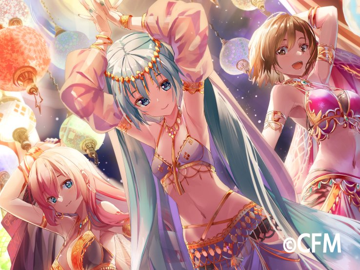 The Big ImageBoard (TBIB) - 3girls :d alternate costume aqua eyes aqua hair bangs blue eyes ...