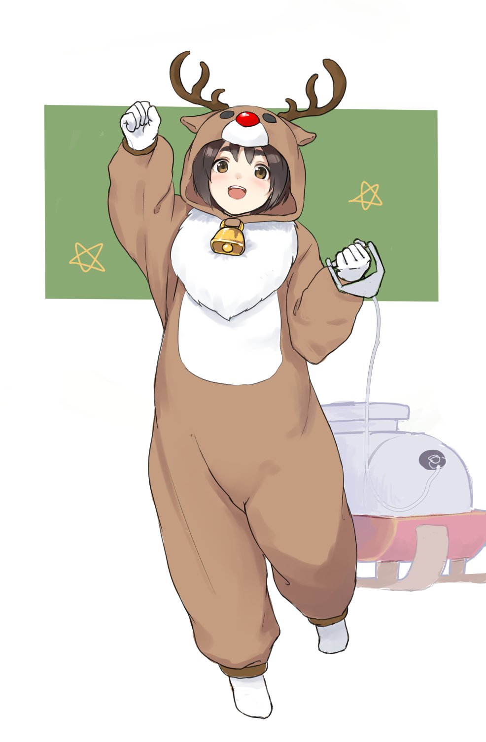 The Big ImageBoard (TBIB) - 1girl alternate costume animal costume animal hood arm up bangs bell ...