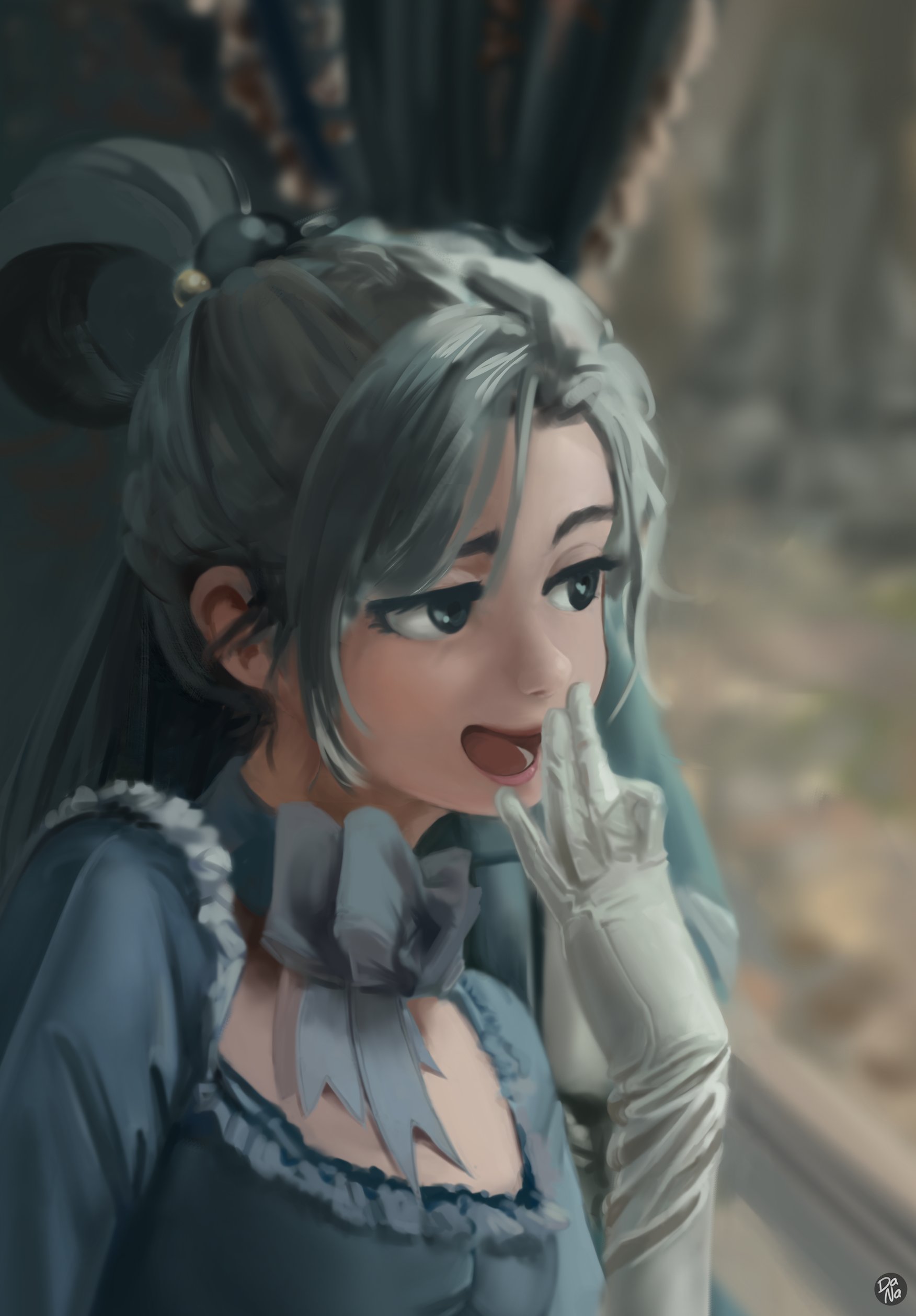 The Big ImageBoard (TBIB) - 1girl absurdres aqua (konosuba) artist logo blue hair blurry blurry ...