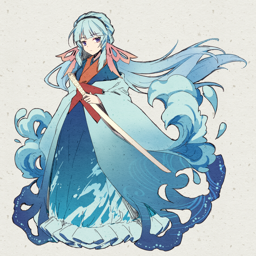 The Big ImageBoard (TBIB) - 1girl akinomiya asuka black hairband blue eyes blue hair blue kimono ...