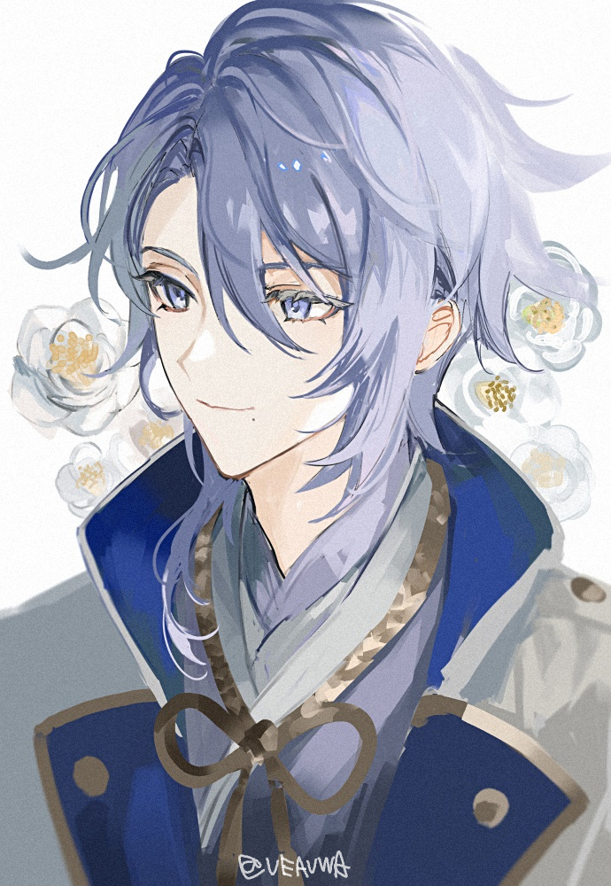 The Big ImageBoard (TBIB) - 1boy bangs bishounen blue eyes blue hair camellia closed mouth ...