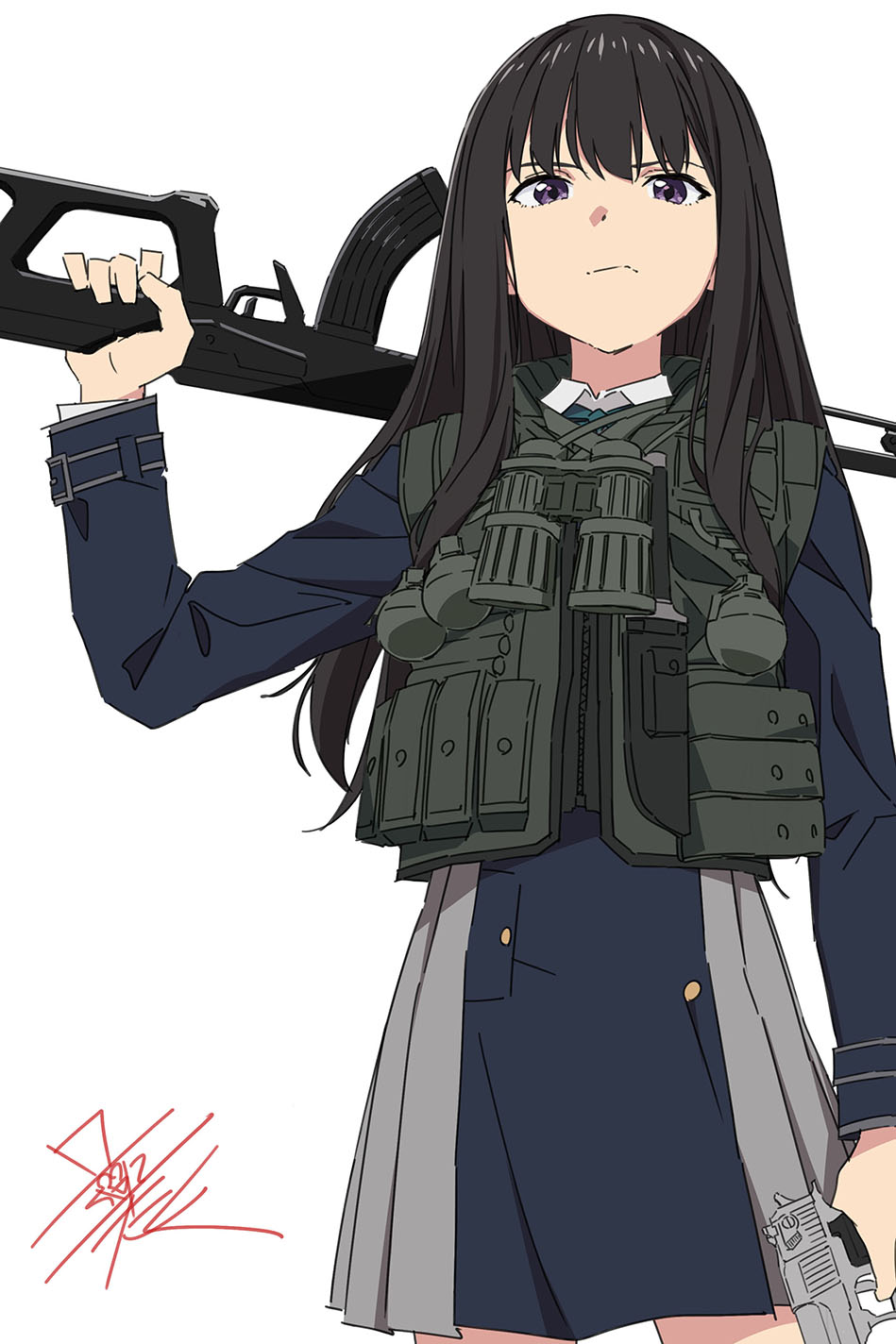 The Big ImageBoard (TBIB) - 1girl belt binoculars black hair blue belt ...