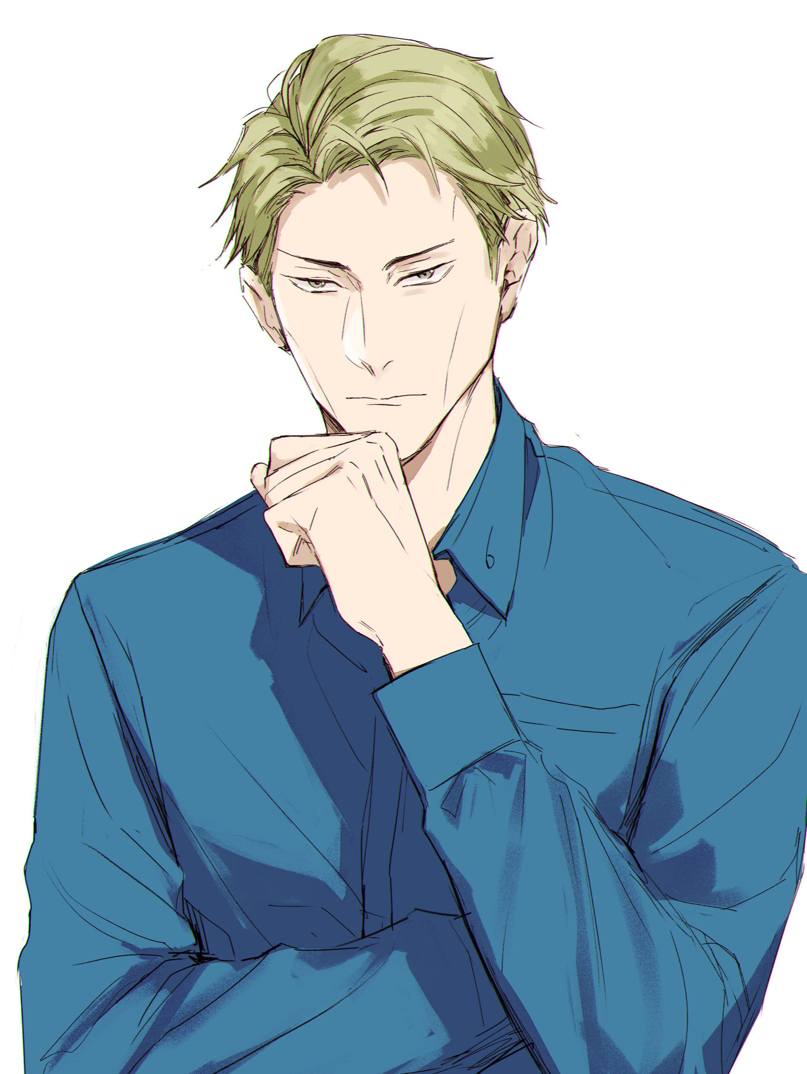 The Big ImageBoard (TBIB) - 1boy absurdres animal print blonde hair blue shirt brown eyes ...