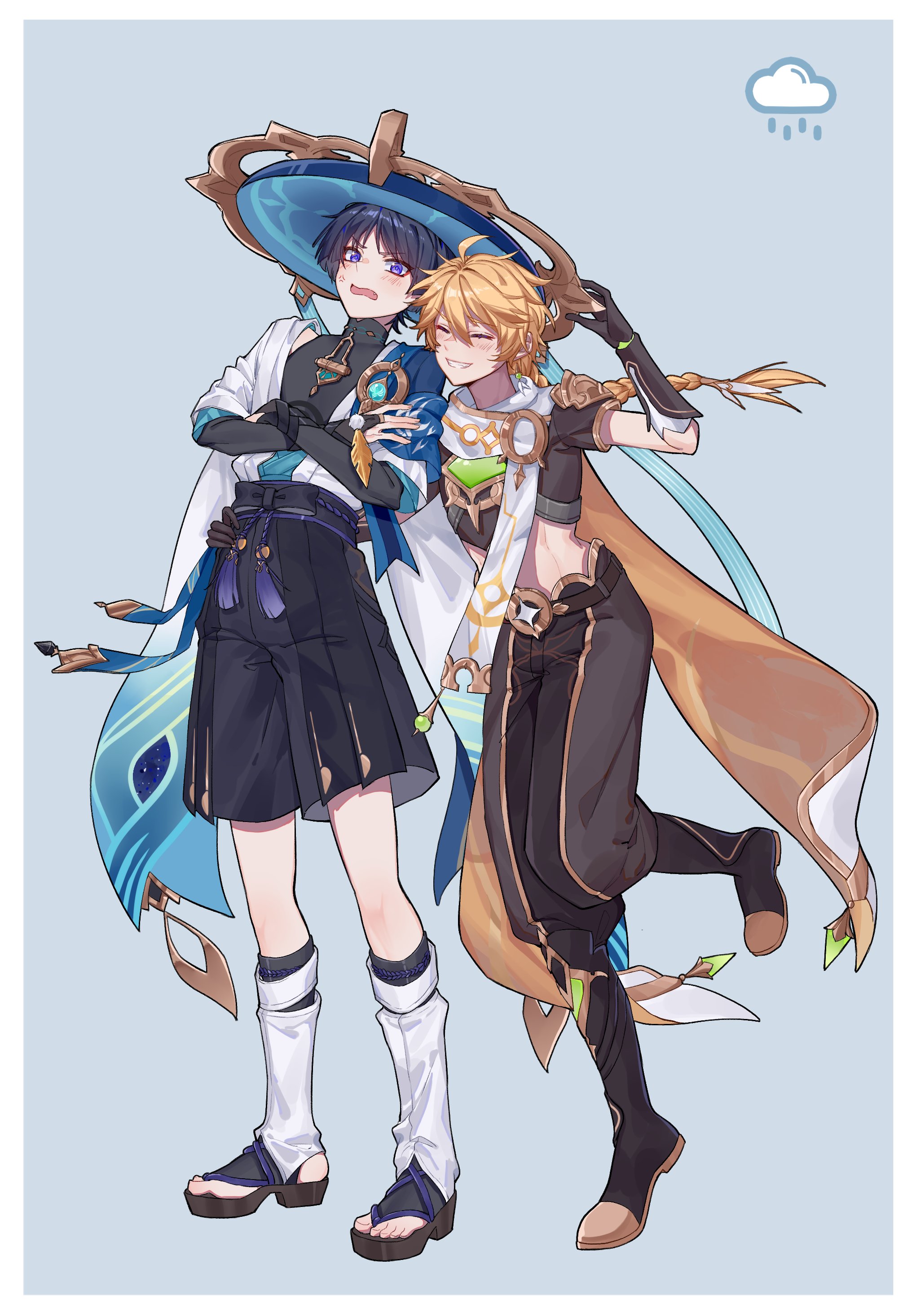 The Big ImageBoard (TBIB) - 2boys absurdres aether (genshin impact) ahoge anger vein armor black ...