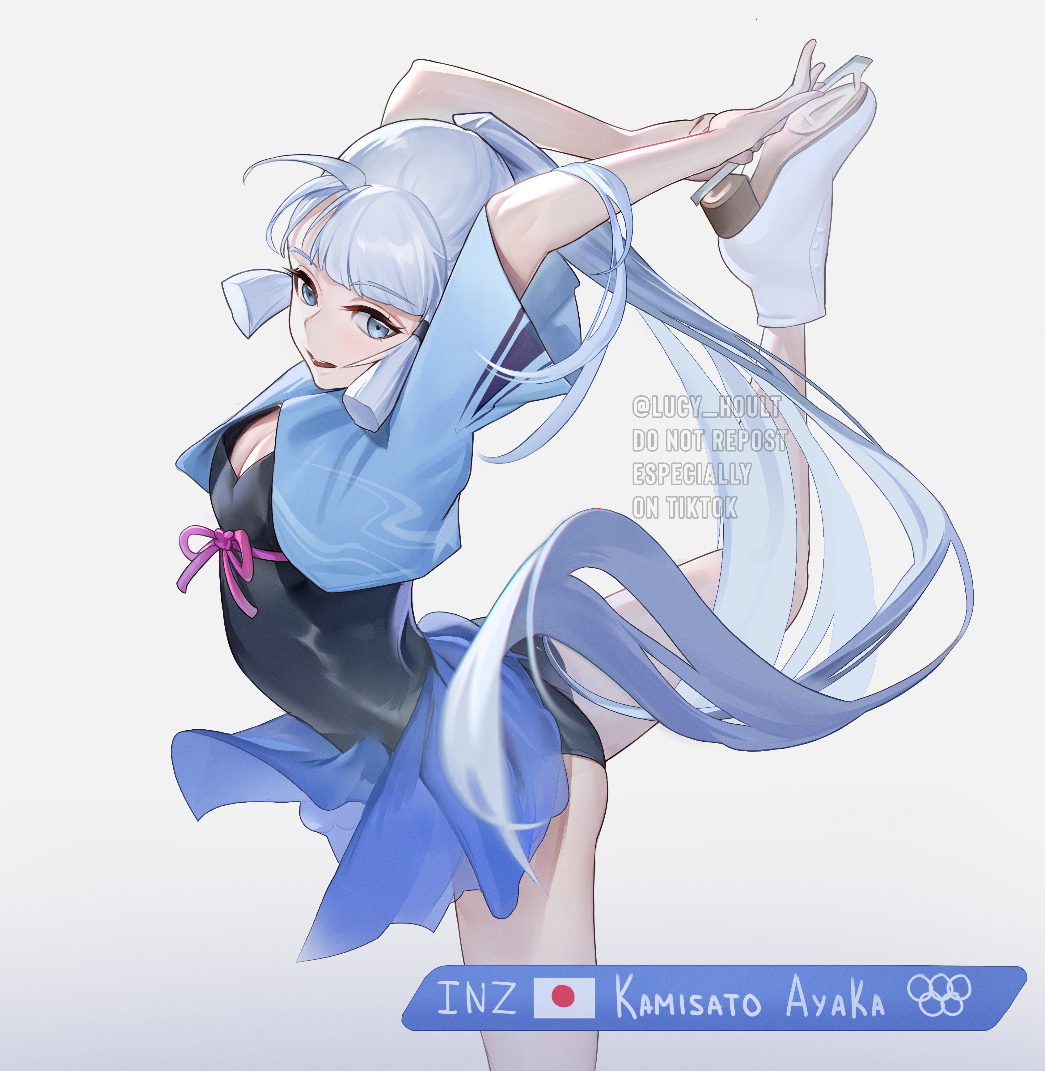 The Big ImageBoard (TBIB) - 1girl absurdres alternate costume ass bangs black leotard blue hair ...