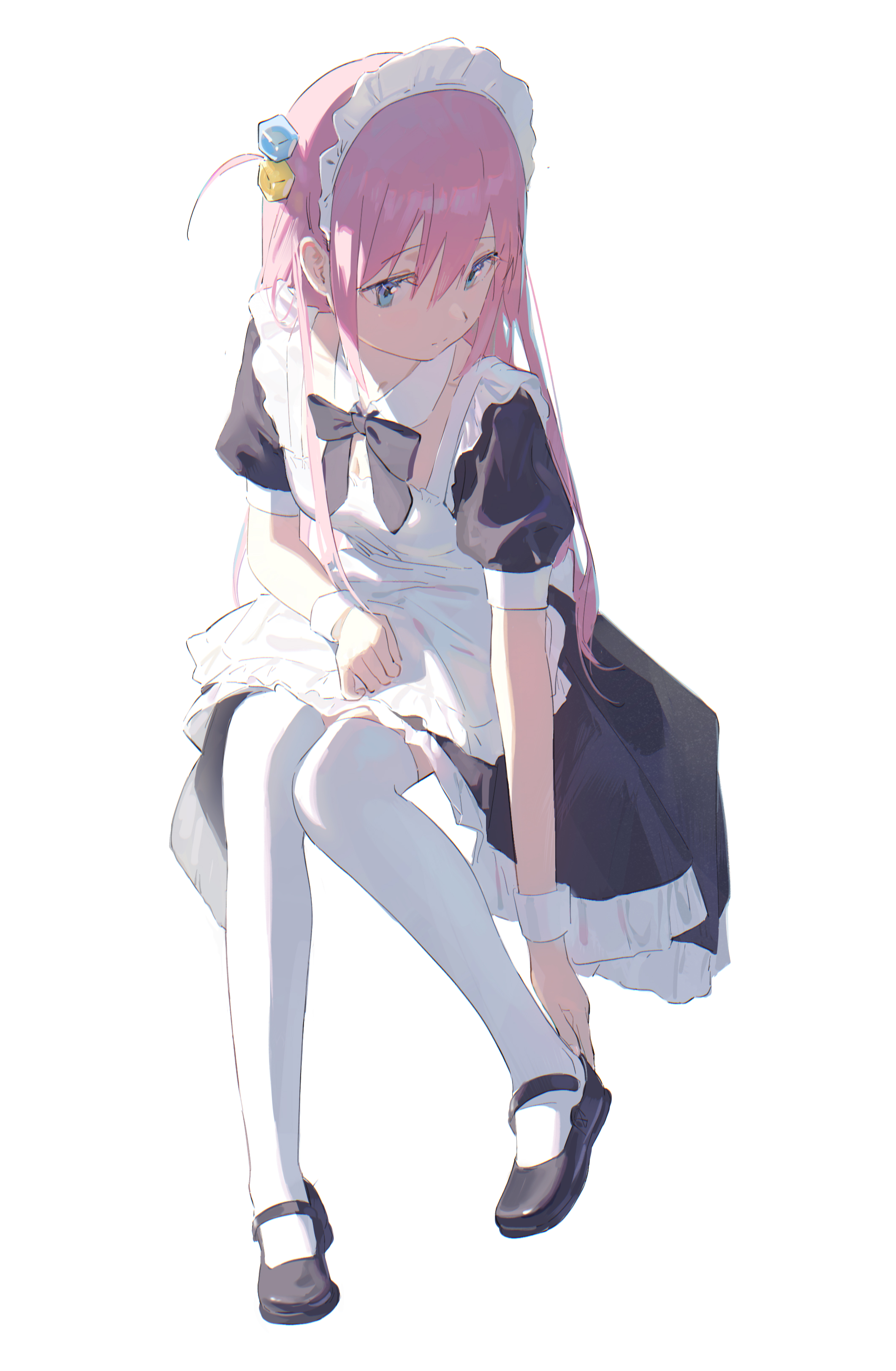 The Big ImageBoard (TBIB) - 1girl absurdres apron bangs black bow black bowtie black dress blue ...