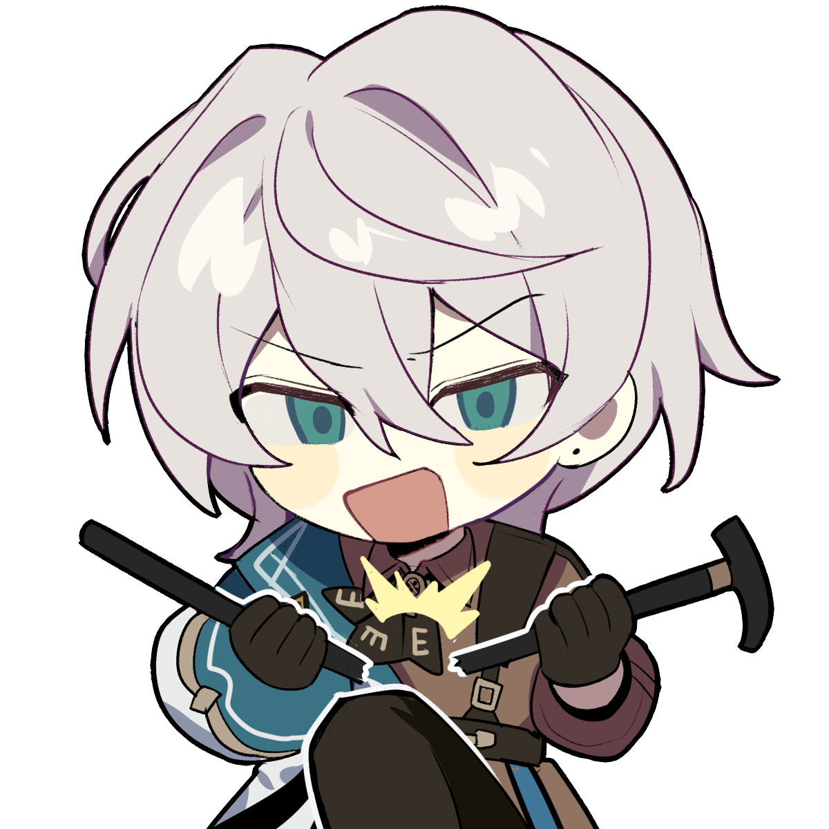 The Big ImageBoard (TBIB) - 1boy bangs black gloves brown jacket cane ...