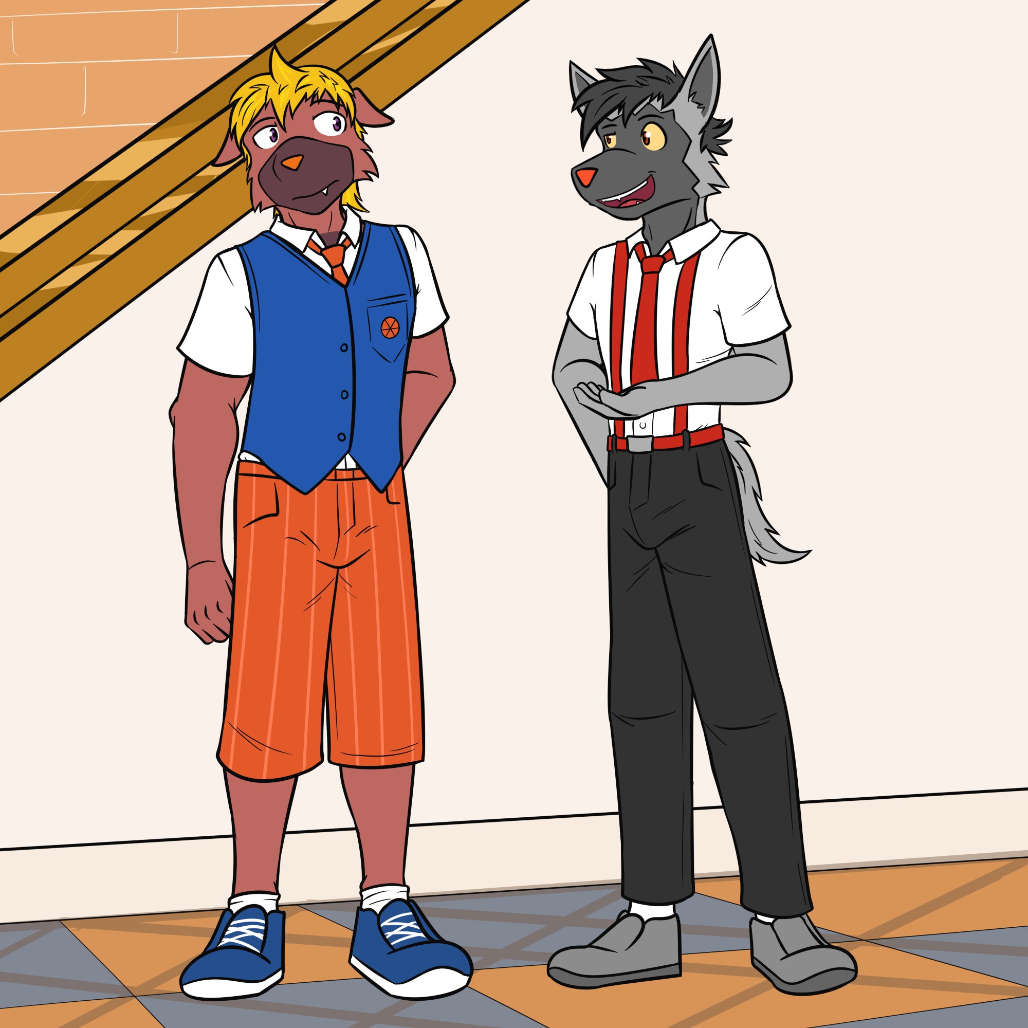 The Big ImageBoard (TBIB) - 1:1 anthro anthrofied bottomwear clothed clothing collared shirt duo ...