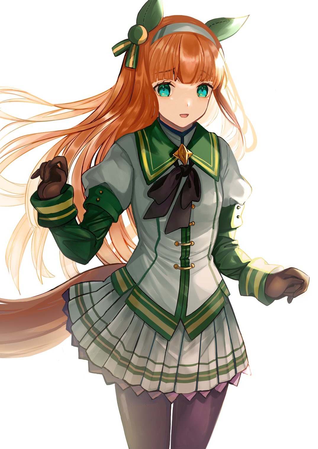 The Big ImageBoard (TBIB) - 1girl :d animal ears aqua eyes black bow black bowtie black gloves ...