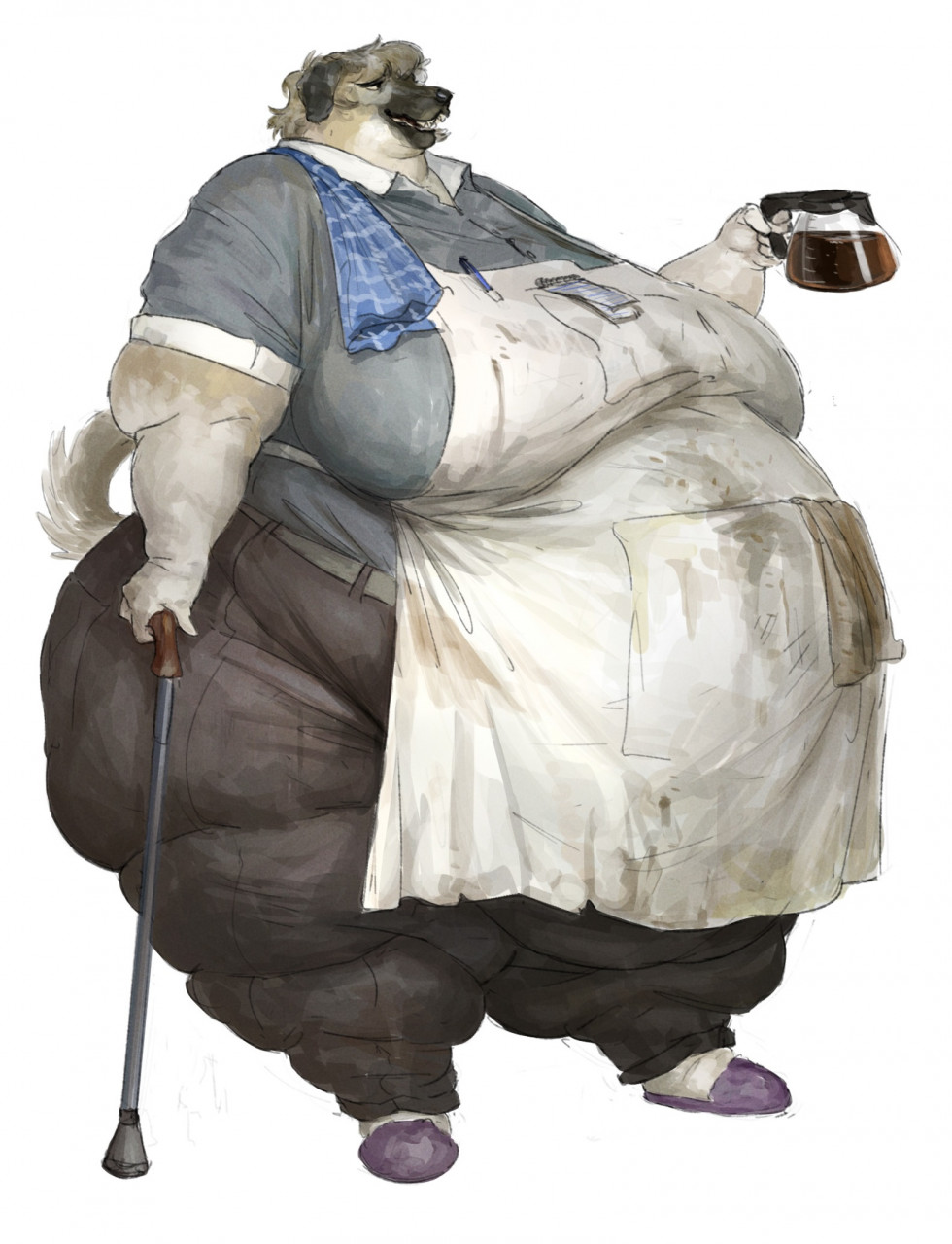 The Big ImageBoard (TBIB) - anthro apron belt beverage big breasts black body black fur ...