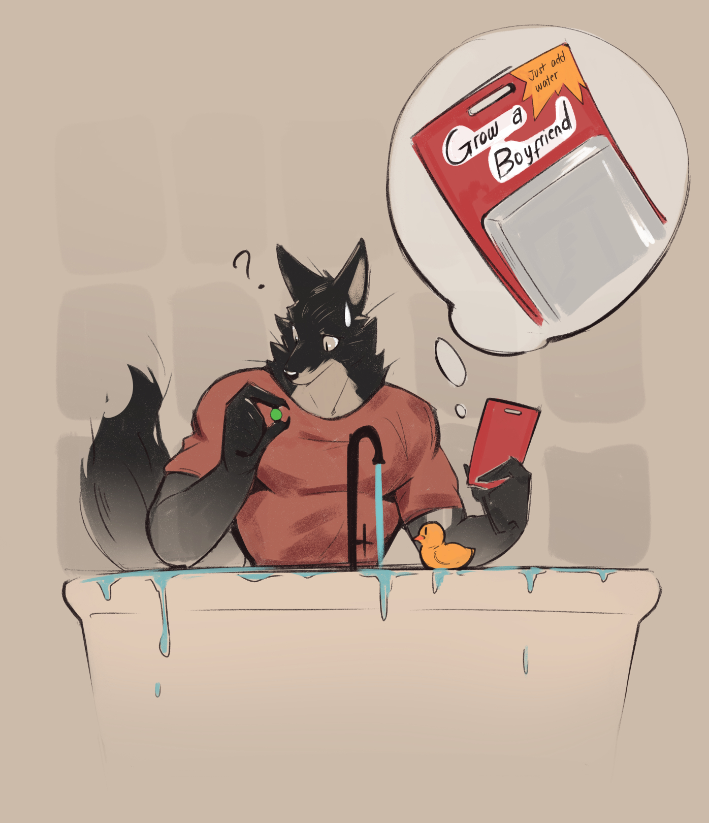 The Big ImageBoard (TBIB) - anthro bathroom bathtub black body black fur canid canine canis ...