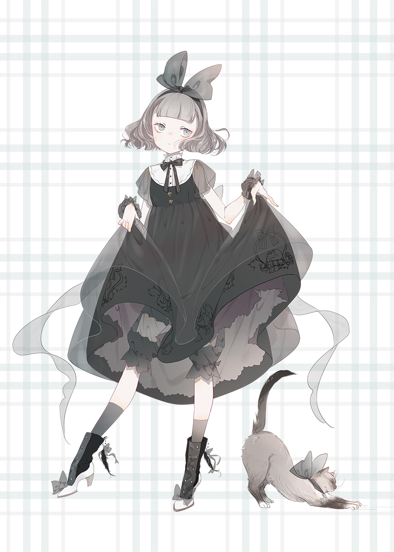 The Big ImageBoard (TBIB) - 1girl black bow black cat black dress bloomers blue eyes bow cat ...