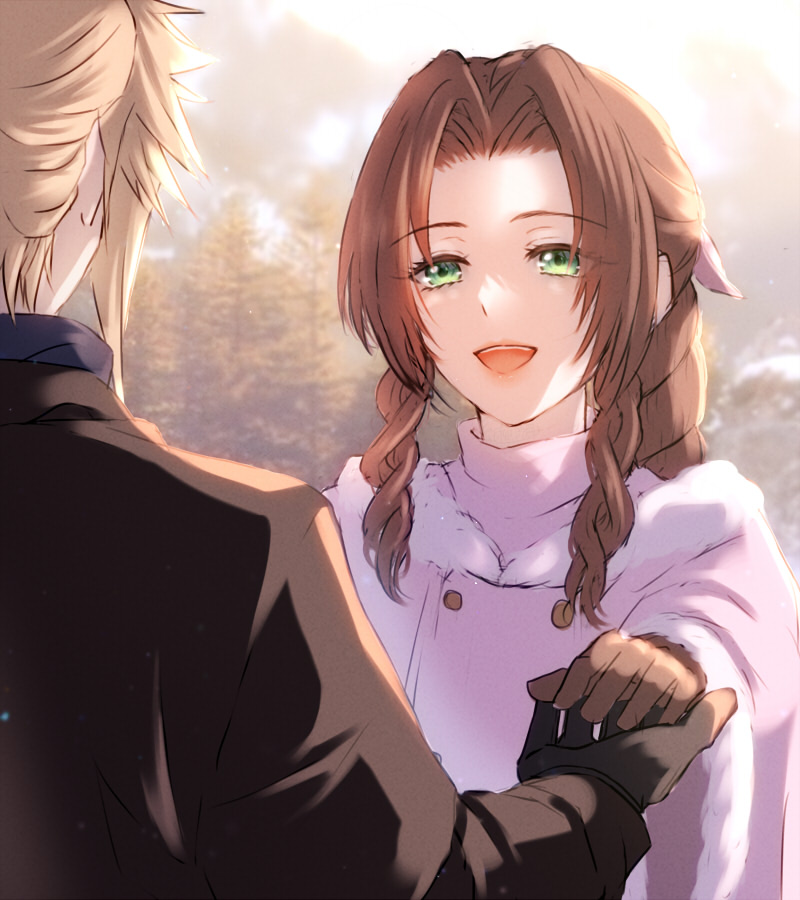 The Big ImageBoard (TBIB) - 1boy 1girl aerith gainsborough bangs black gloves black jacket ...