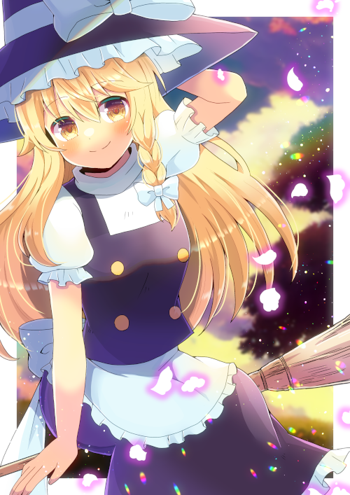 The Big ImageBoard (TBIB) - 1girl apron arm behind head arm up black hat black skirt black vest ...