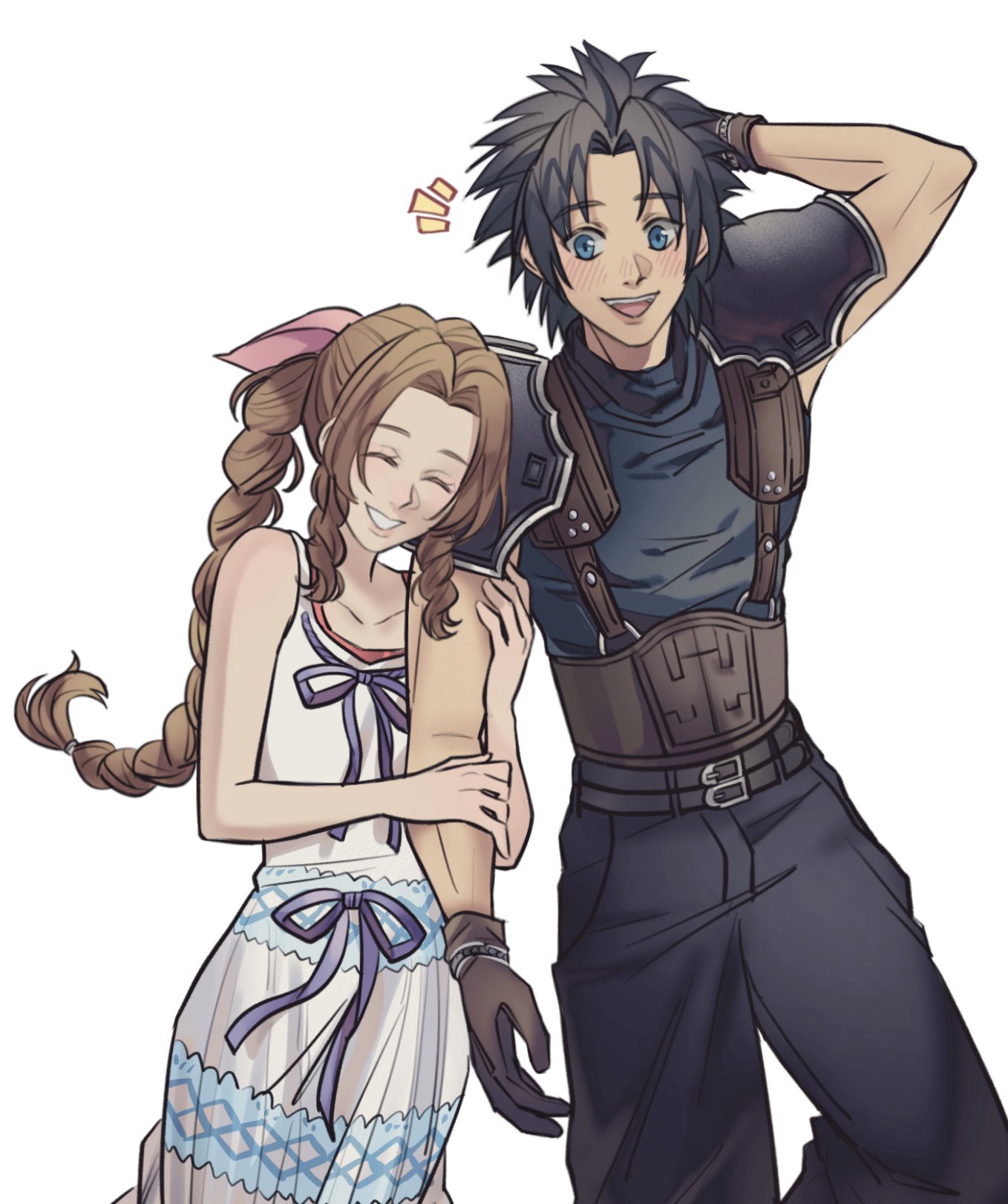 The Big ImageBoard (TBIB) - 1boy 1girl aerith gainsborough arm behind ...