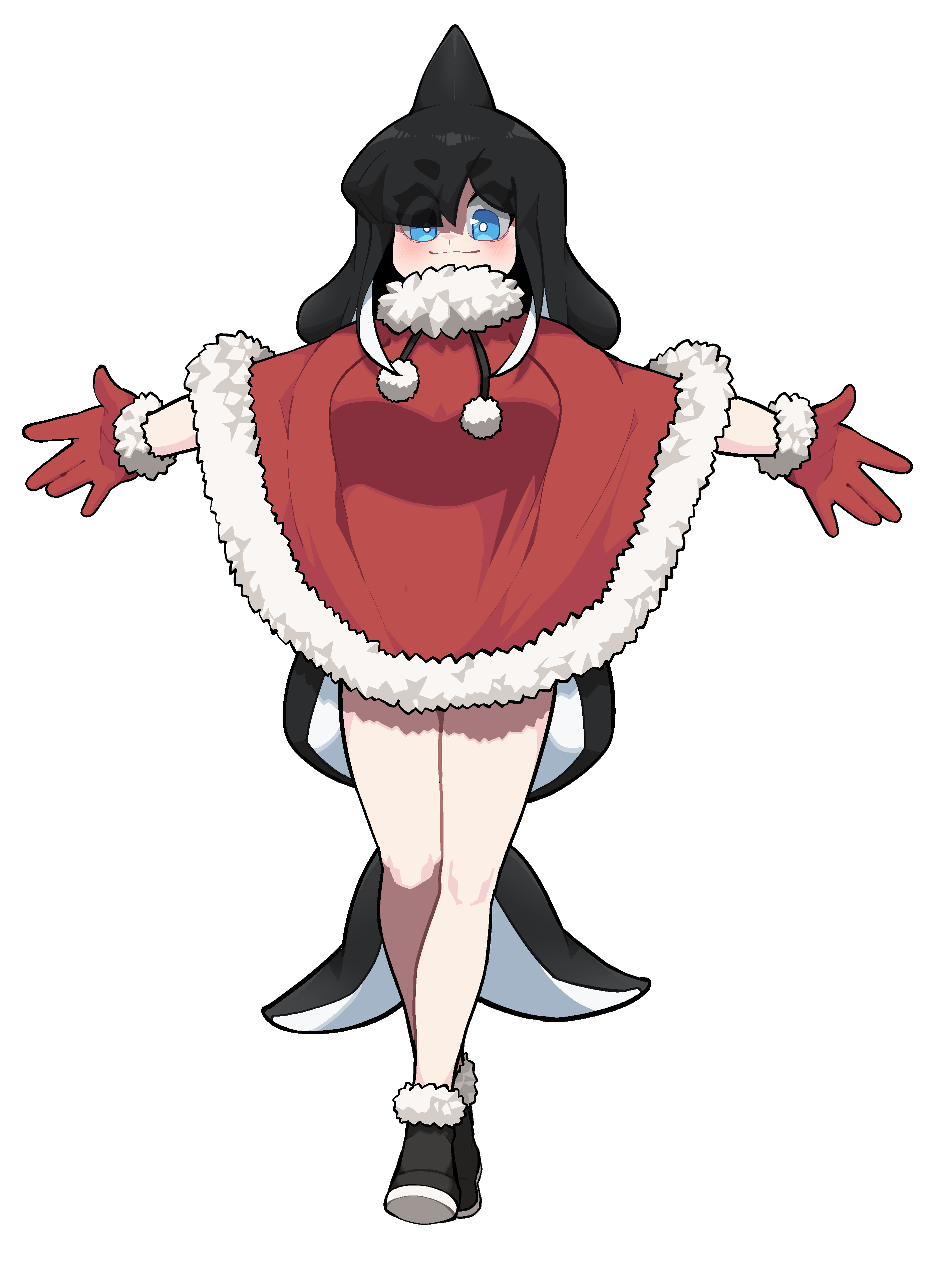 The Big ImageBoard (TBIB) - 1girl absurdres black footwear black hair blue eyes breasts cloak ...
