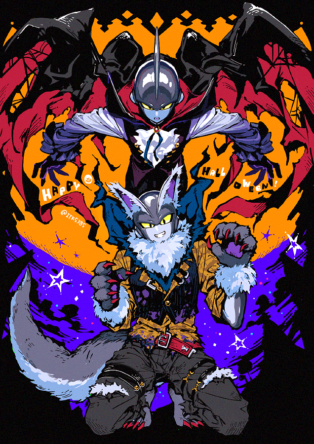 The Big ImageBoard (TBIB) - 2boys animal ears animal hands belt black cape black pants cape ...