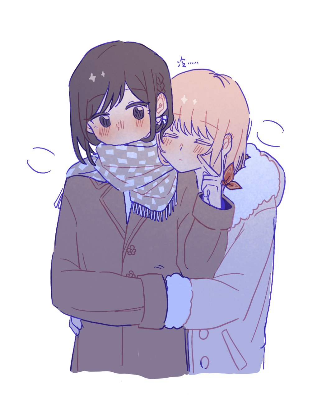 The Big ImageBoard (TBIB) - 1girl 1other akiyama mizuki blush braid brown coat brown hair ...