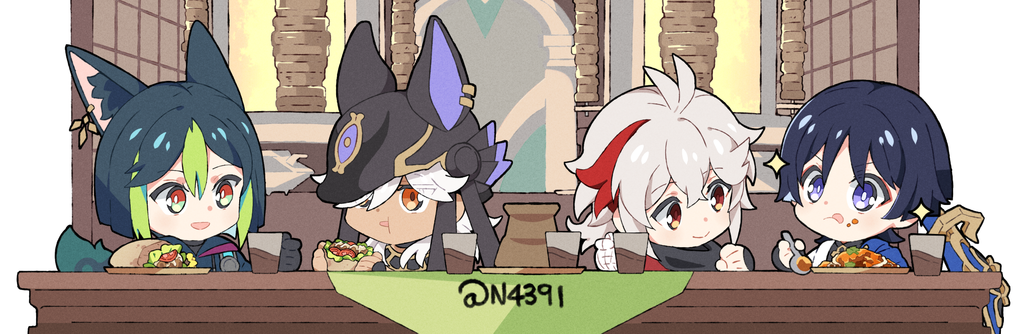 The Big ImageBoard (TBIB) - 4boys ahoge animal ears bangs black hair ...