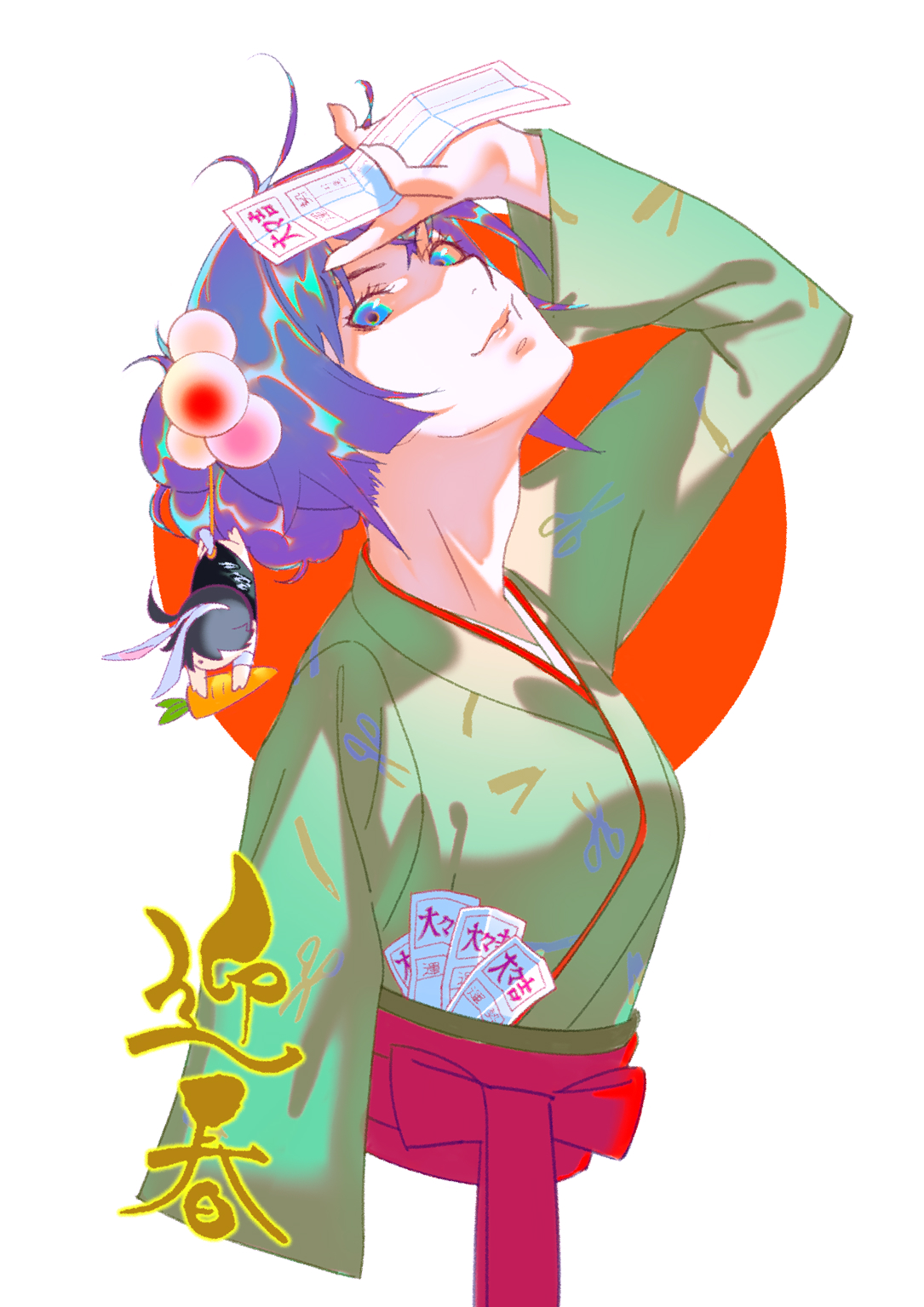 The Big ImageBoard (TBIB) - 1girl arm up blue eyes closed mouth ...