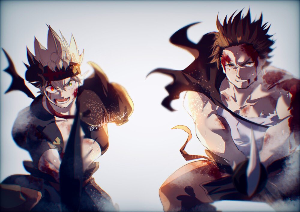 The Big ImageBoard (TBIB) - 2boys ahoge asta (black clover) black bulls (emblem) black capelet ...