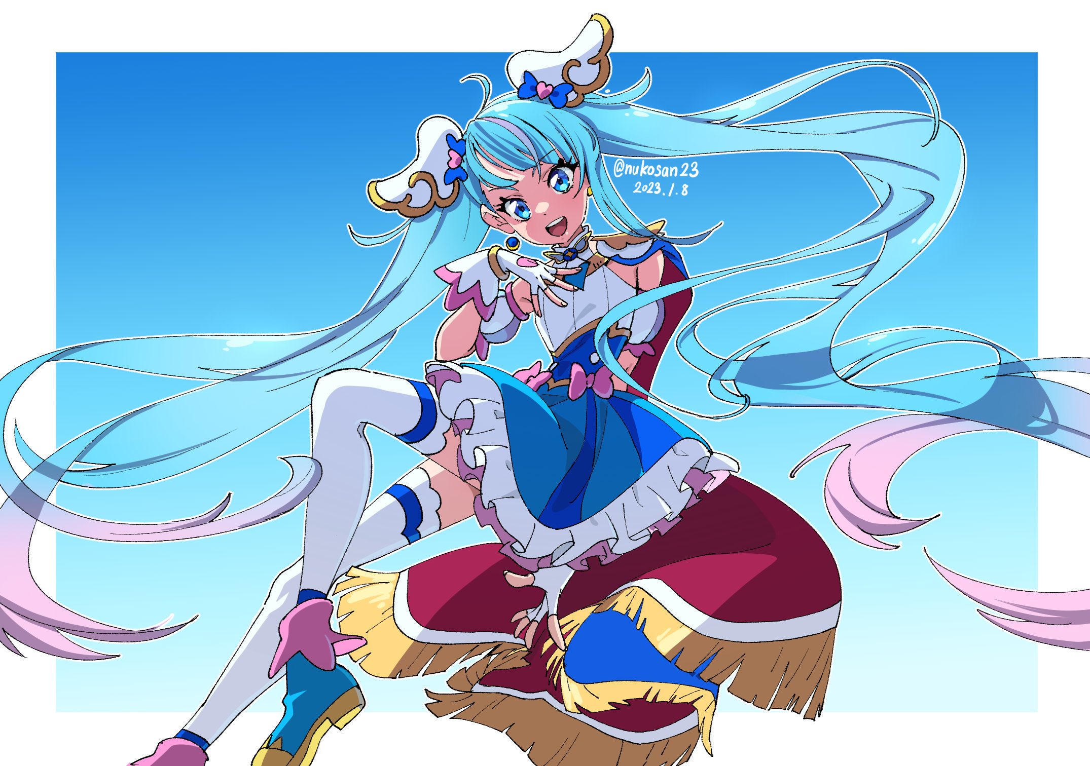 The Big ImageBoard (TBIB) - 1girl ahoge blue eyes blue hair cape cure ...