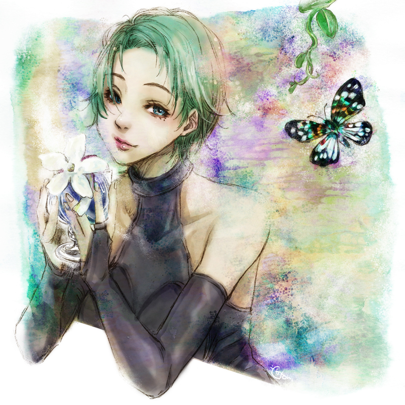 The Big Imageboard Tbib 1girl Bare Shoulders Blue Eyes Bug