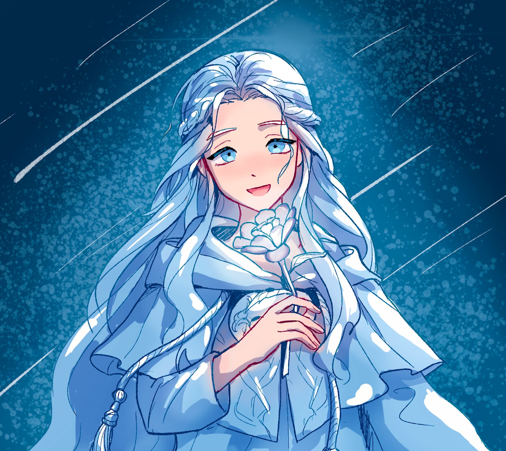 The Big ImageBoard (TBIB) - 1girl :d blue background blue eyes braid ...