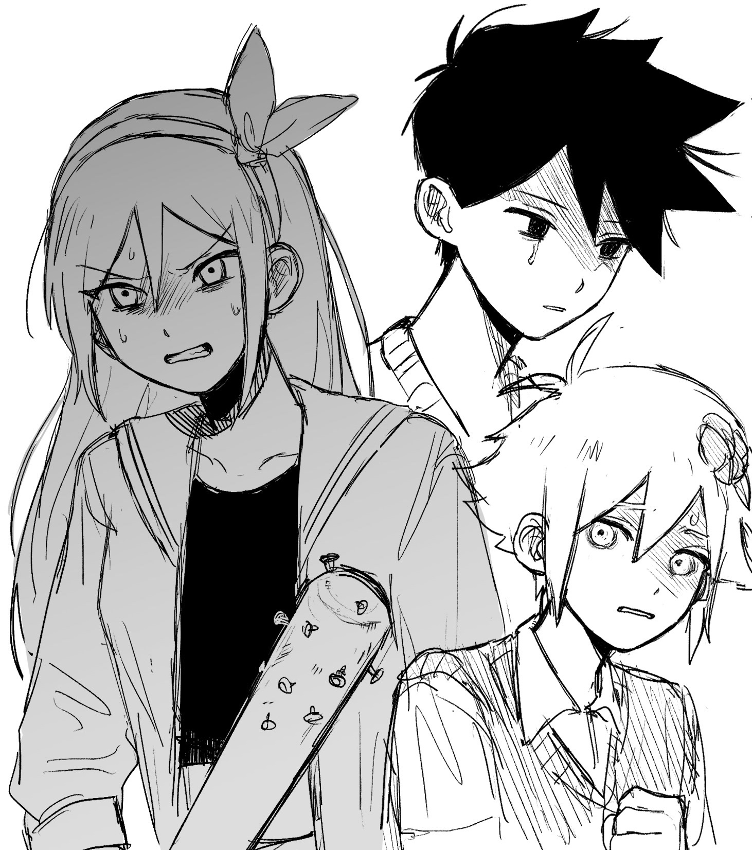 The Big ImageBoard (TBIB) - 1girl 2boys aubrey (omori) baseball bat basil (faraway) (omori ...