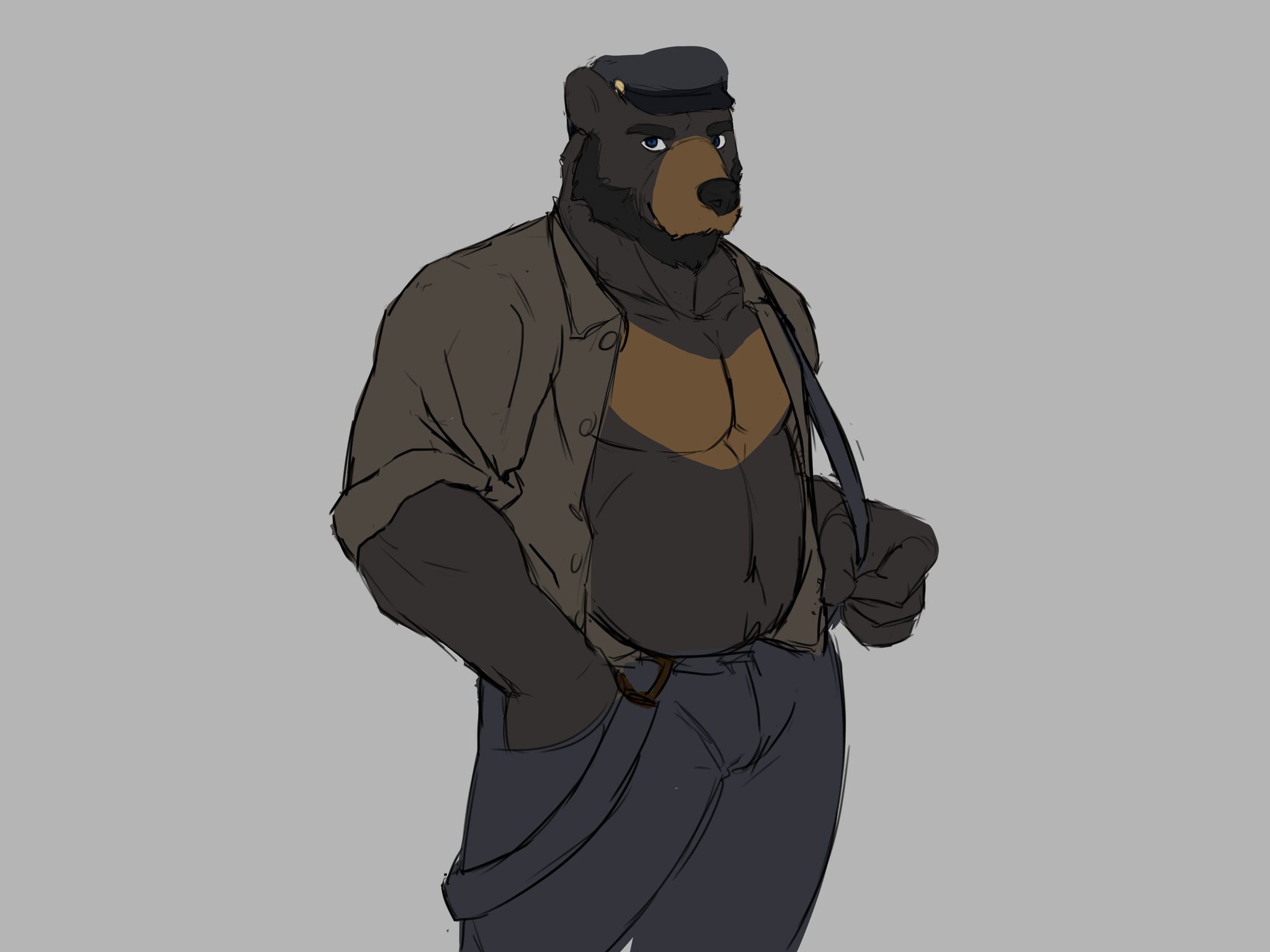 The Big Imageboard Tbib Anthro Bear Beard Black Bear Clothed
