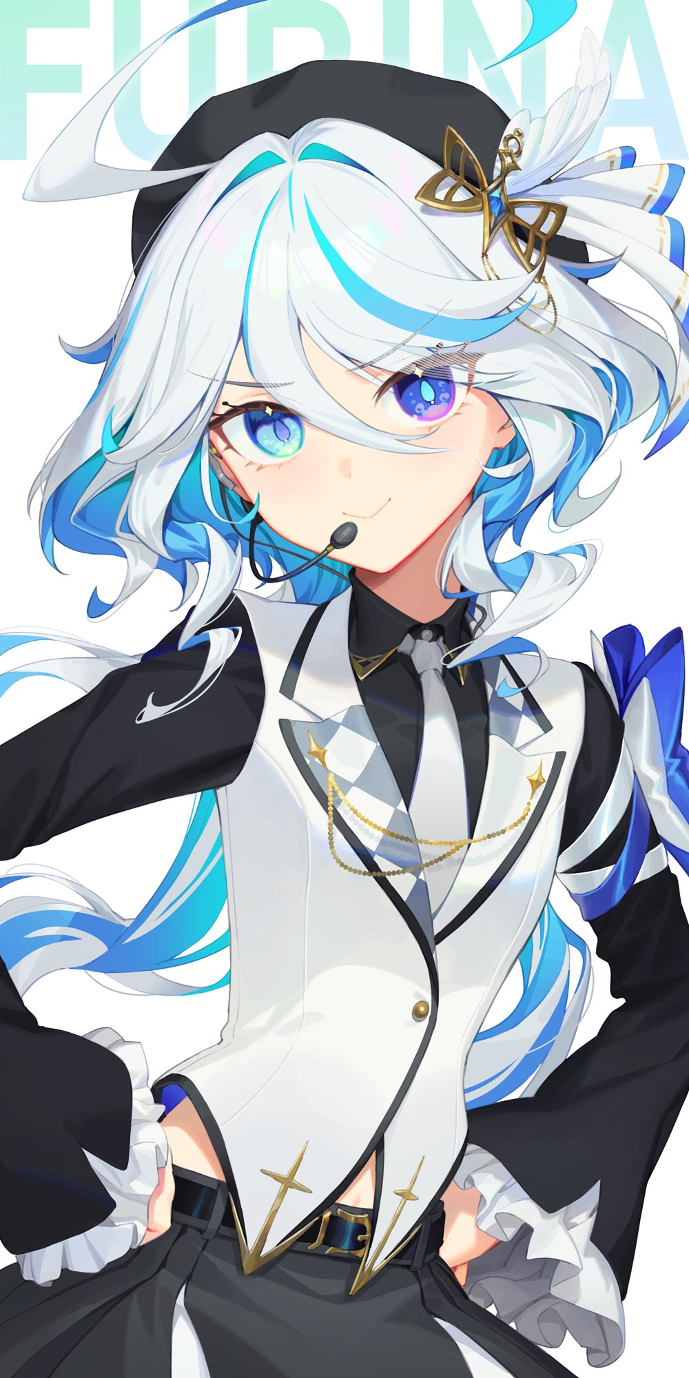 The Big ImageBoard (TBIB) - 1girl ahoge alternate costume black shirt black skirt blue eyes blue ...