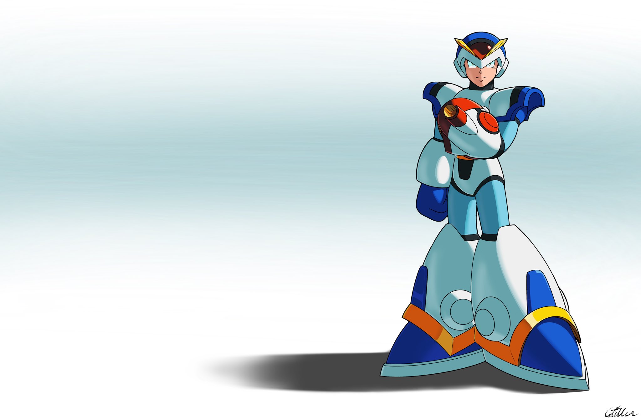 The Big ImageBoard (TBIB) - 1boy android arm cannon armor blue helmet ...