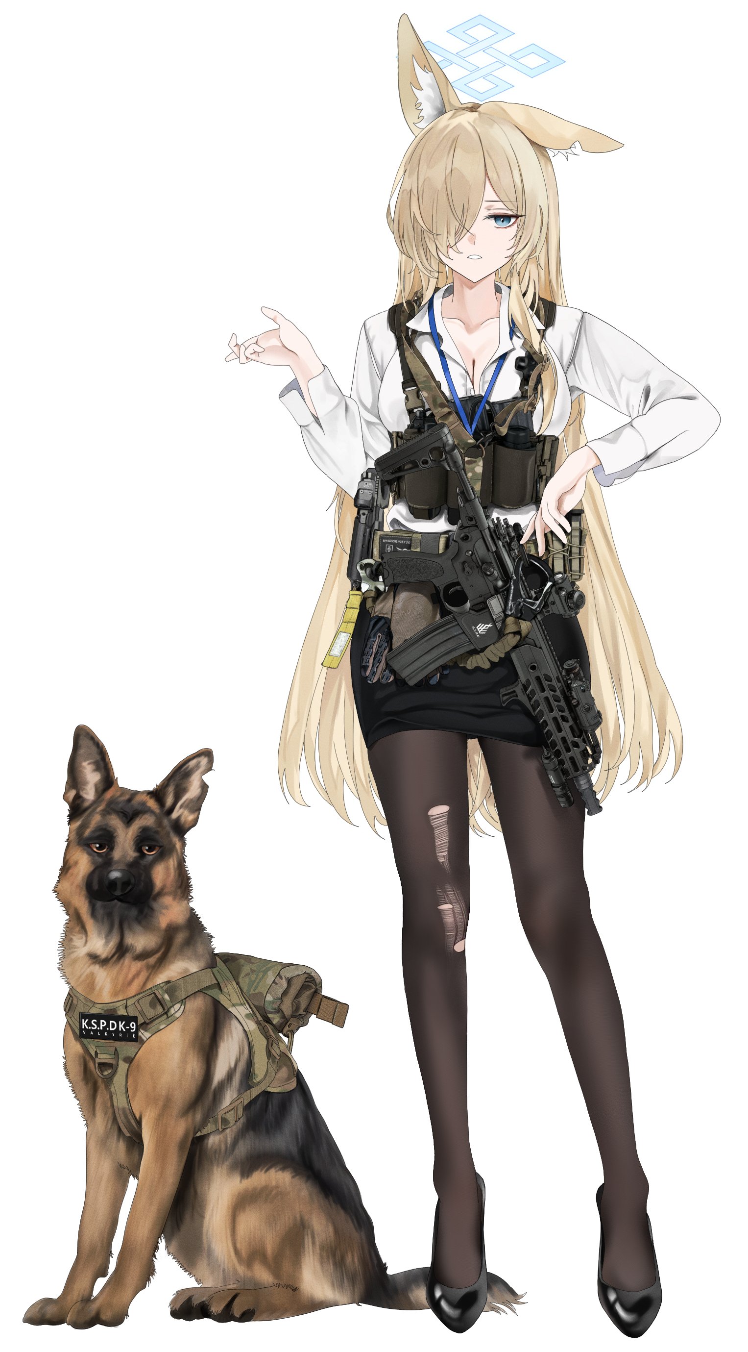 The Big ImageBoard (TBIB) - 1girl absurdres animal ears assault rifle black footwear black skirt ...