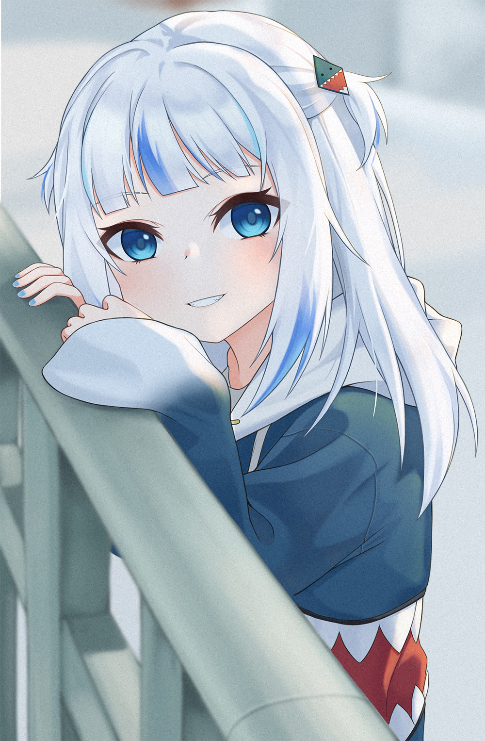 The Big ImageBoard (TBIB) - 1girl animal costume blue eyes blue hair blue hoodie blue nails ...