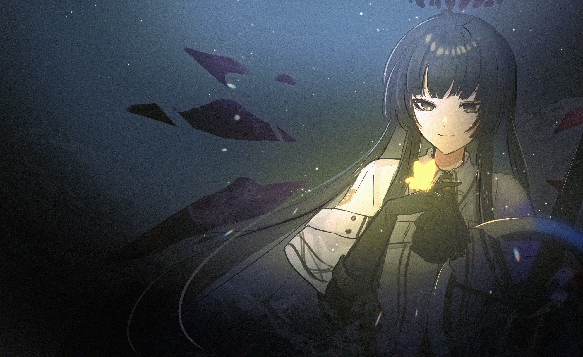 The Big ImageBoard (TBIB) - 1girl arknights ascot black ascot black gloves black halo black ...