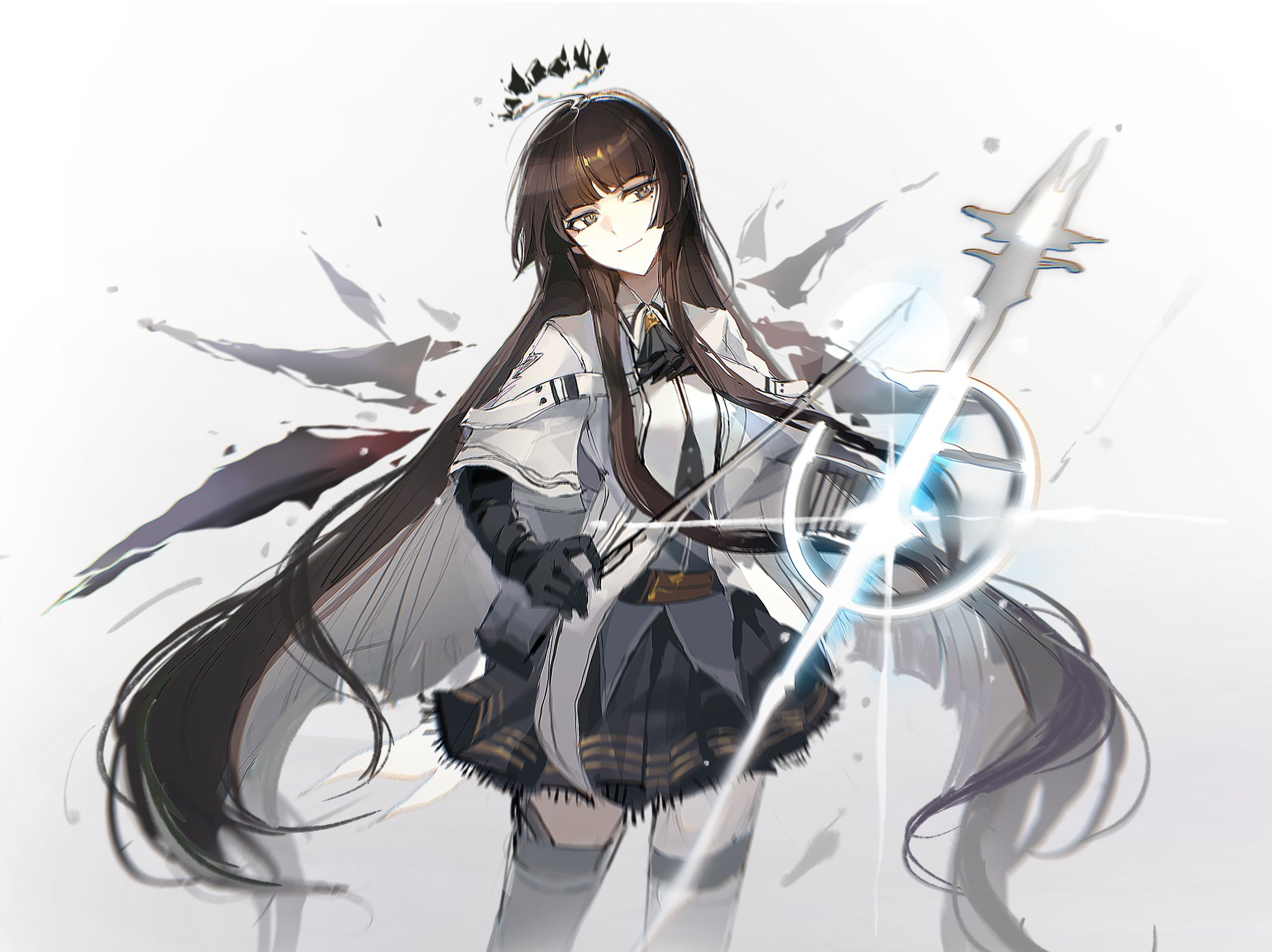 The Big ImageBoard (TBIB) - 1girl arknights ascot black ascot black gloves black halo black ...