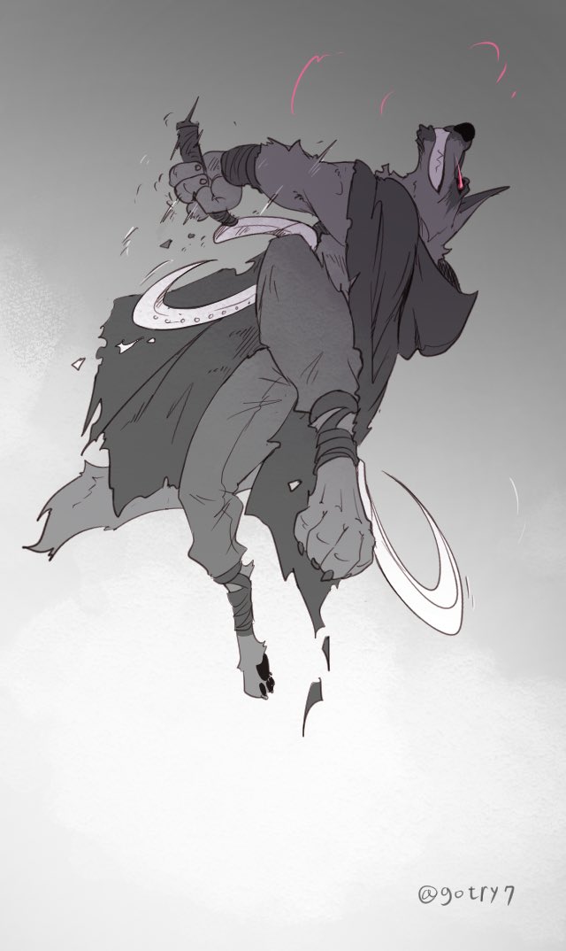 The Big ImageBoard (TBIB) - 2023 4 fingers action pose anthro arm wraps black cloak black nose ...