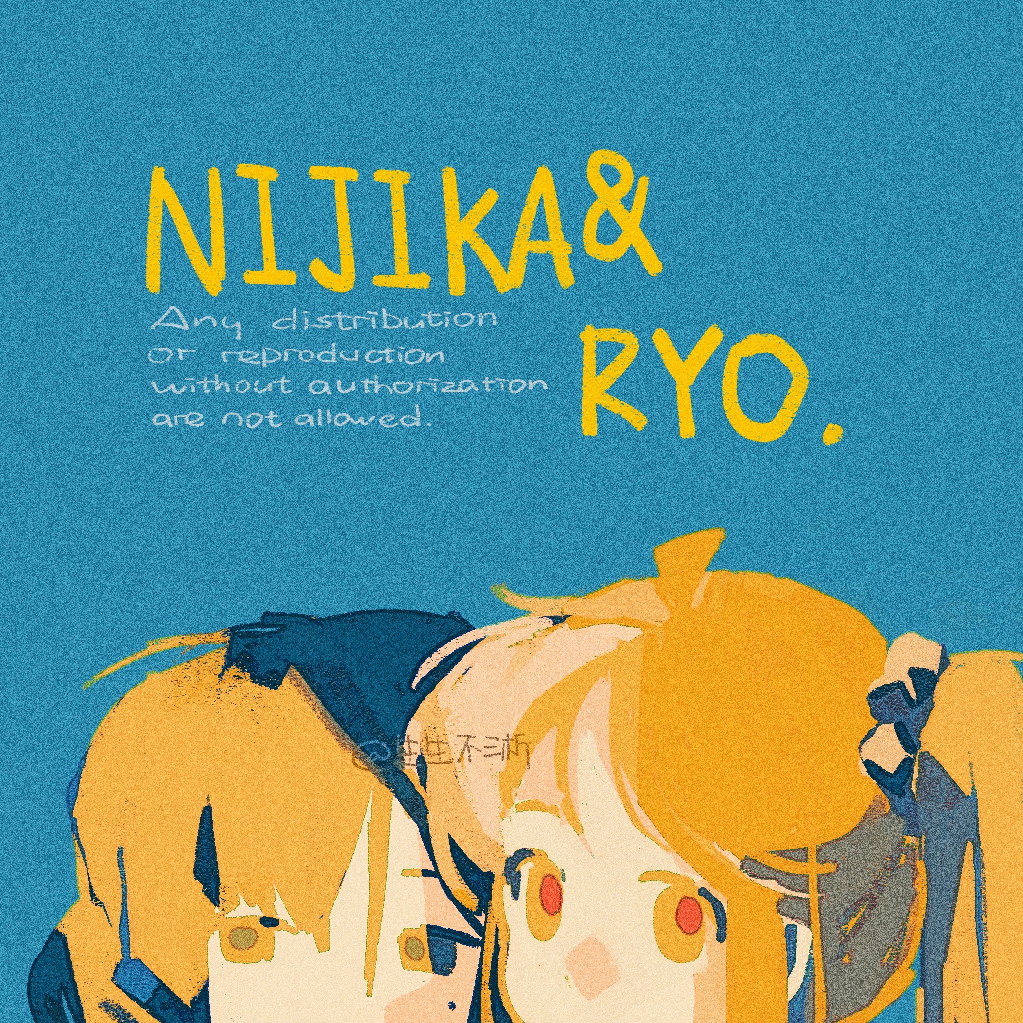 The Big ImageBoard (TBIB) - 2girls ahoge blonde hair blue background blue hair bocchi the rock ...