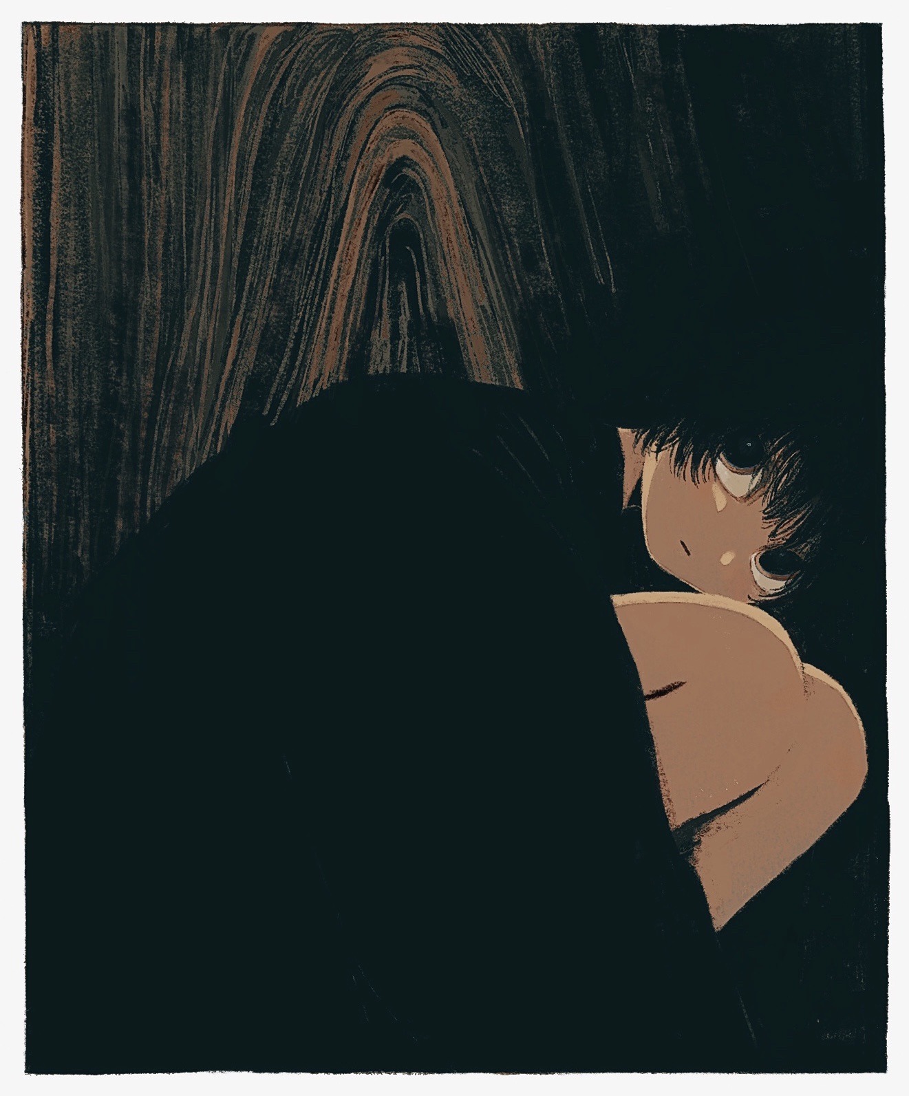 The Big ImageBoard (TBIB) - 1other ambiguous gender black eyes black hair black shirt closed ...