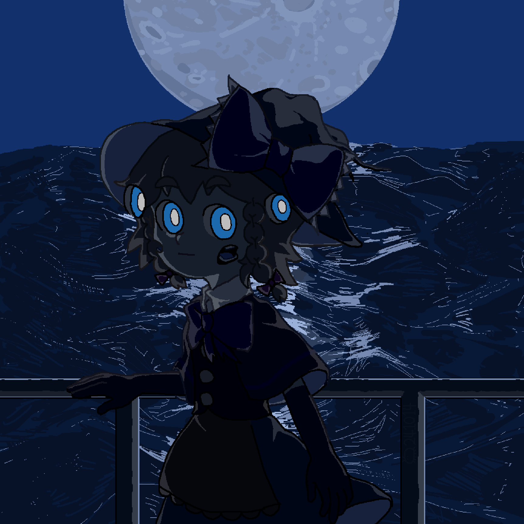 The Big ImageBoard (TBIB) - 1girl black capelet black gloves black shirt black skirt blue eyes ...