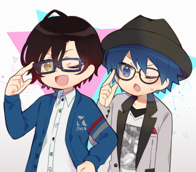 The Big ImageBoard (TBIB) - 1623 2boys blue eyes blue hair blush brown ...