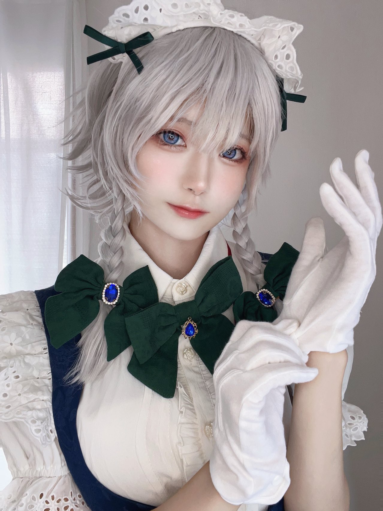 The Big ImageBoard (TBIB) - 1girl adjusting clothes adjusting gloves amanechan08 blue eyes blue ...