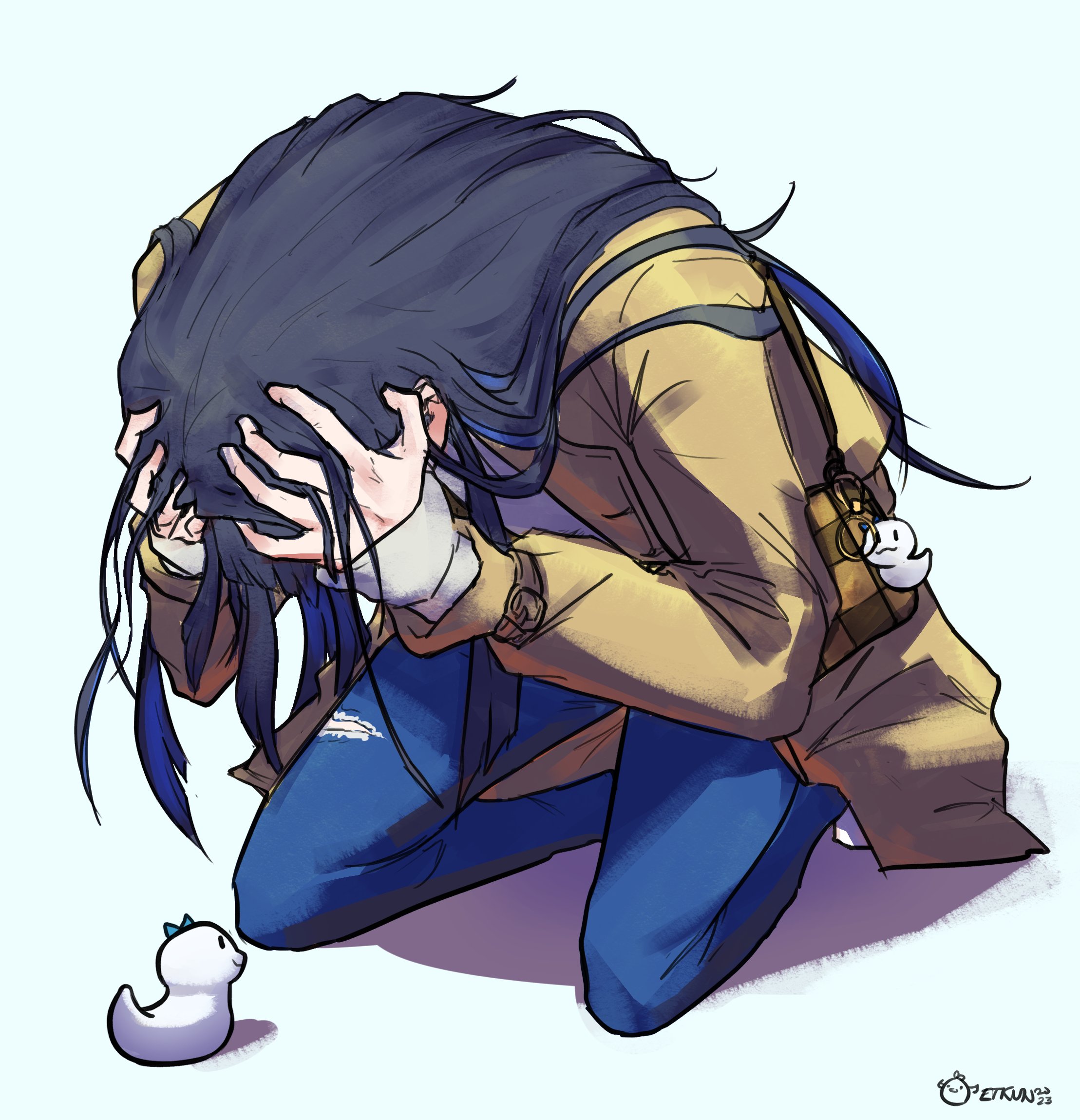 The Big ImageBoard (TBIB) - 1girl bag blue eyes blue hair boros (ouro ...