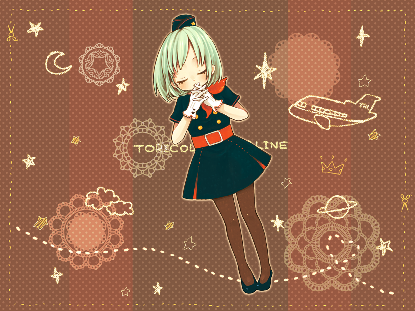 The Big ImageBoard (TBIB) - 1girl aircraft airplane asahi (pamuko) belt blue hair blush closed ...